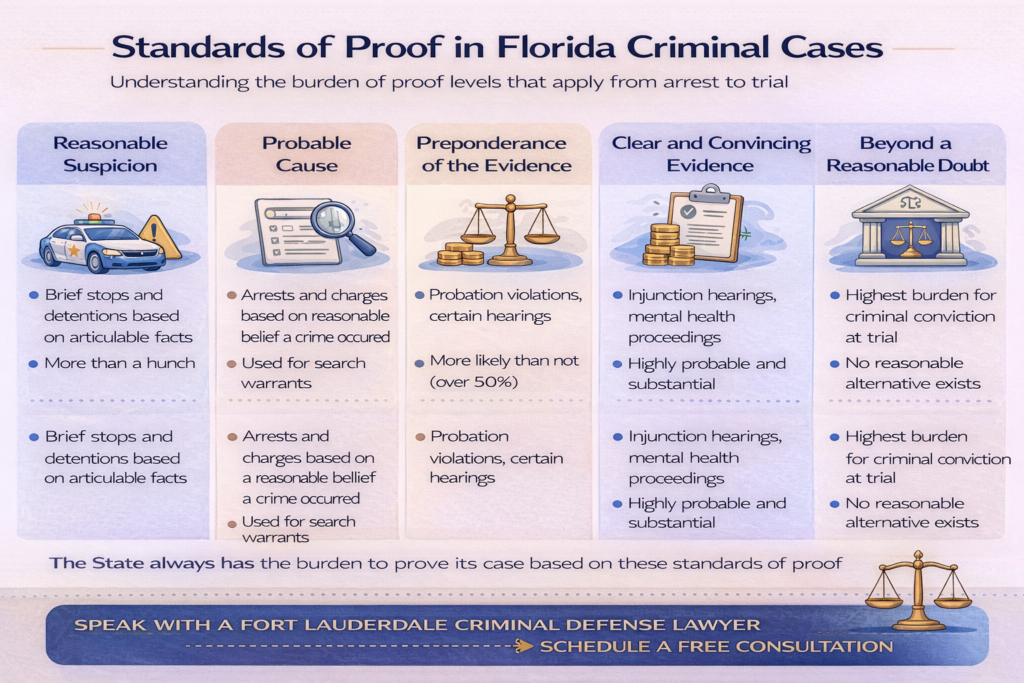 “Infographic explaining Florida standards of proof in criminal cases ...